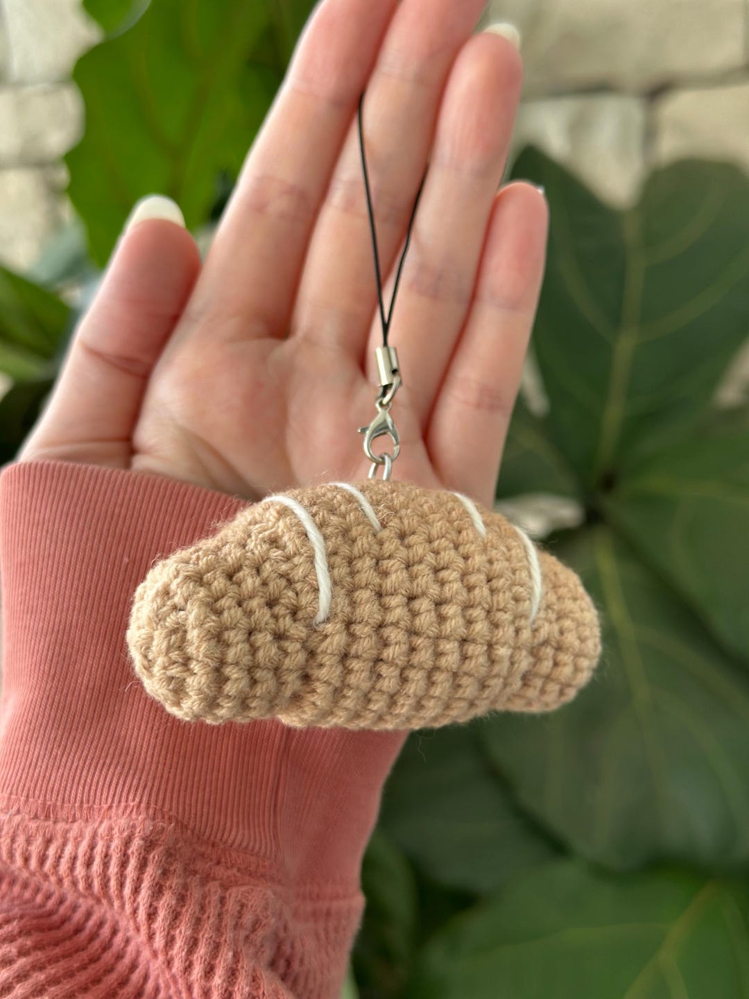 Crochet Croissant Keychain, French Baked Goods Keyring. Handmade ...