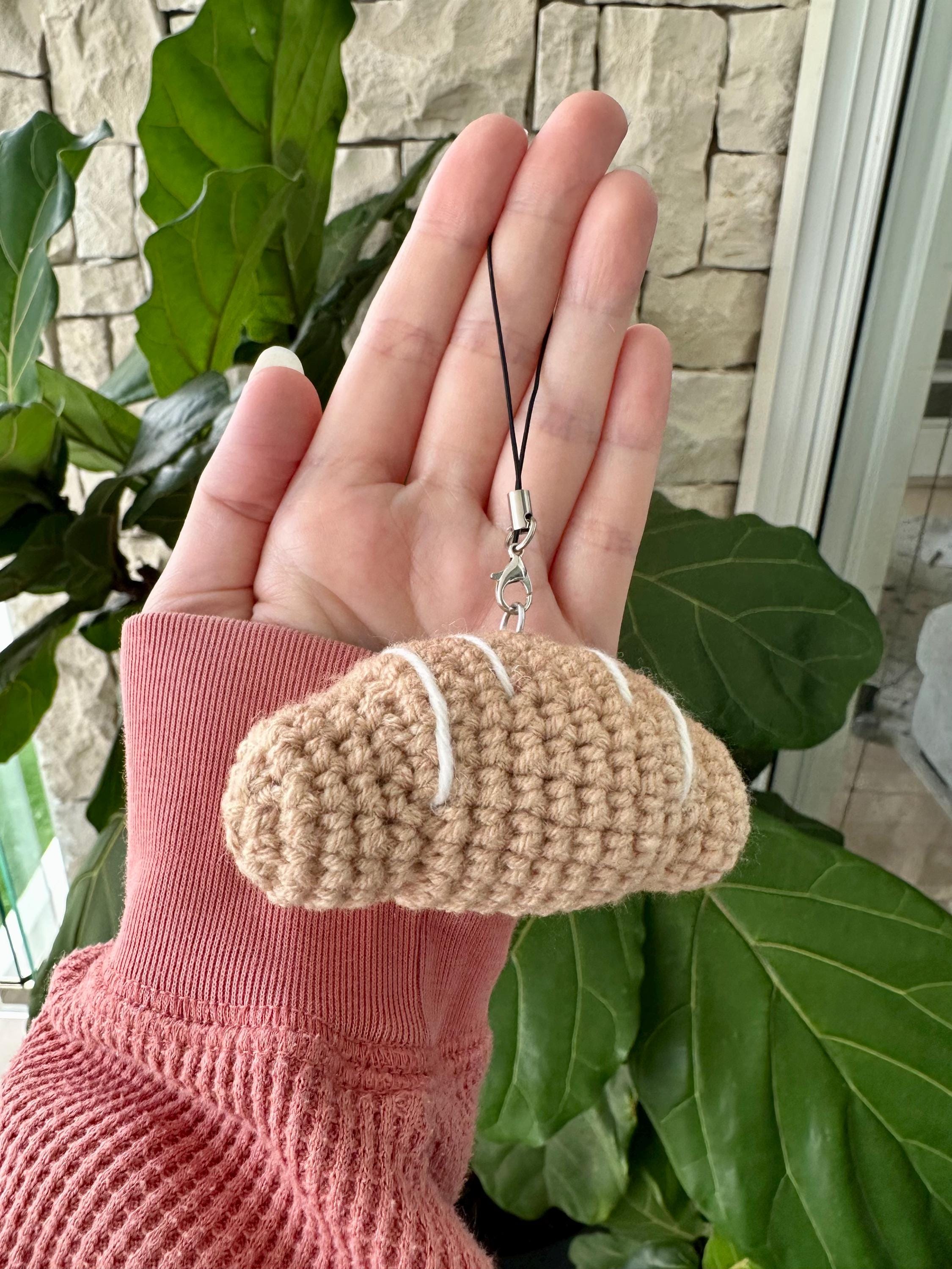 Crochet Croissant Keychain, French Baked Goods Keyring. Handmade ...