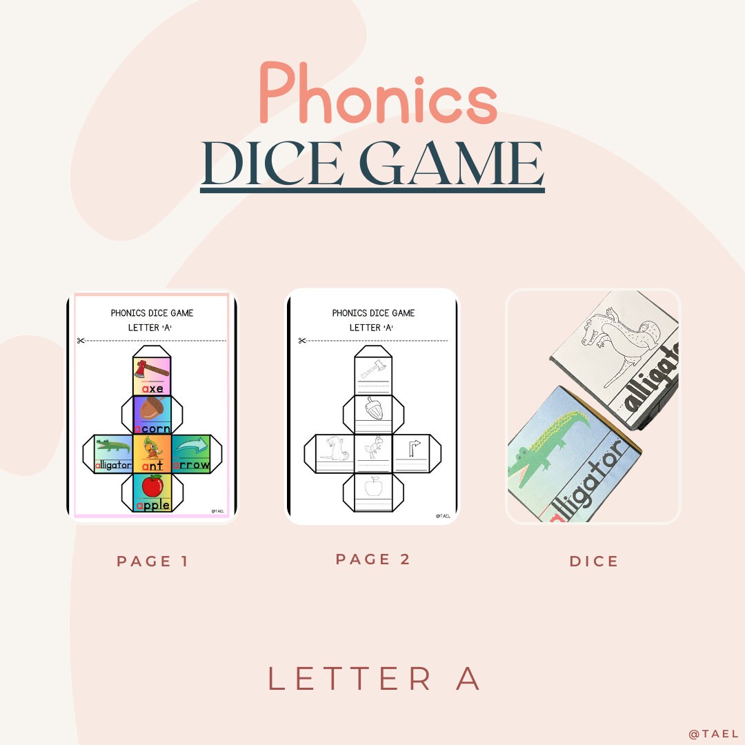 Phonics Dice Game Letter 'A' - Etsy