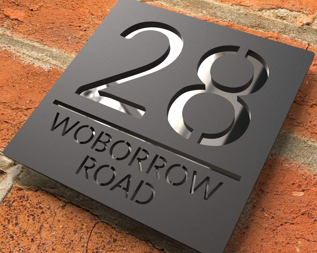 Custom Modern House Numbers Signs Matt Black Acrylic Plaque - Etsy UK