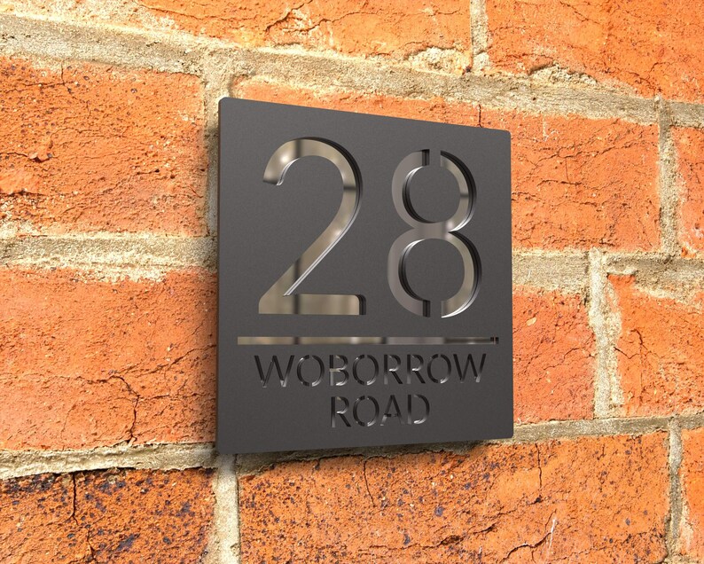Custom Modern House Numbers Signs Matt Black Acrylic Plaque - Etsy UK