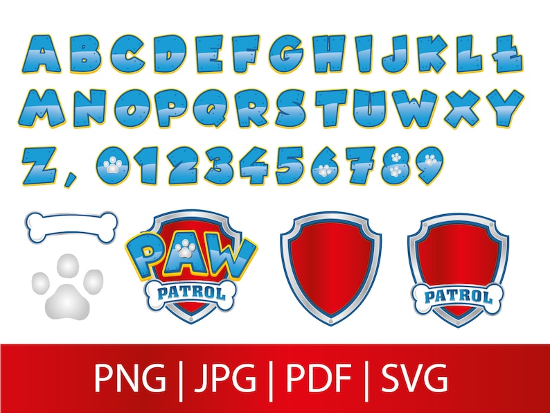 Paw Patrol Schriftart REALISTISCHE VEKTORALPHABETTEN SVG - Etsy.de