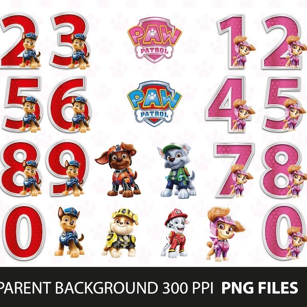 Paw Patrol Numbers Png - Etsy