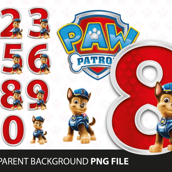 Paw Patrol Numbers Png - Etsy
