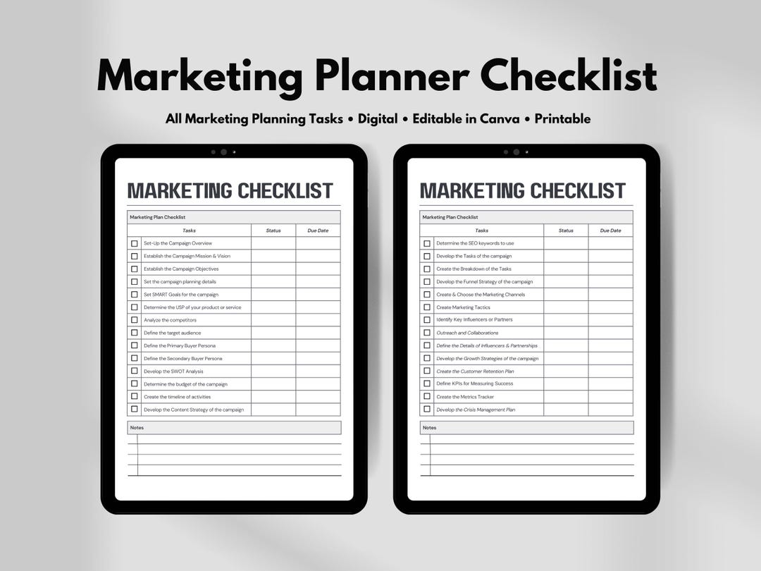 Marketing Checklist, Marketing Strategy Checklist, Campaign Planning ...