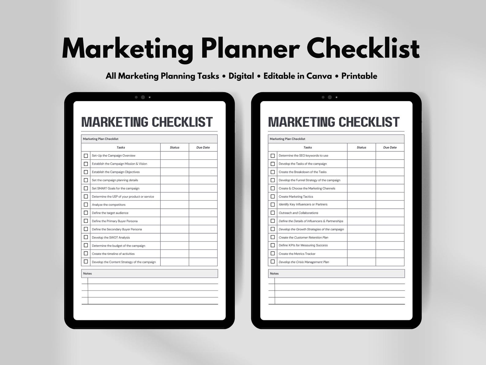 Marketing Checklist, Marketing Strategy Checklist, Campaign Planning ...