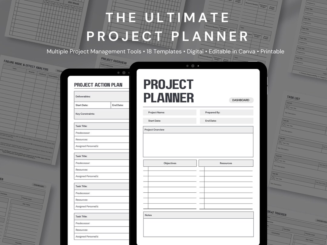 Digital Project Planner, Project Management, Project Planning Bundle ...