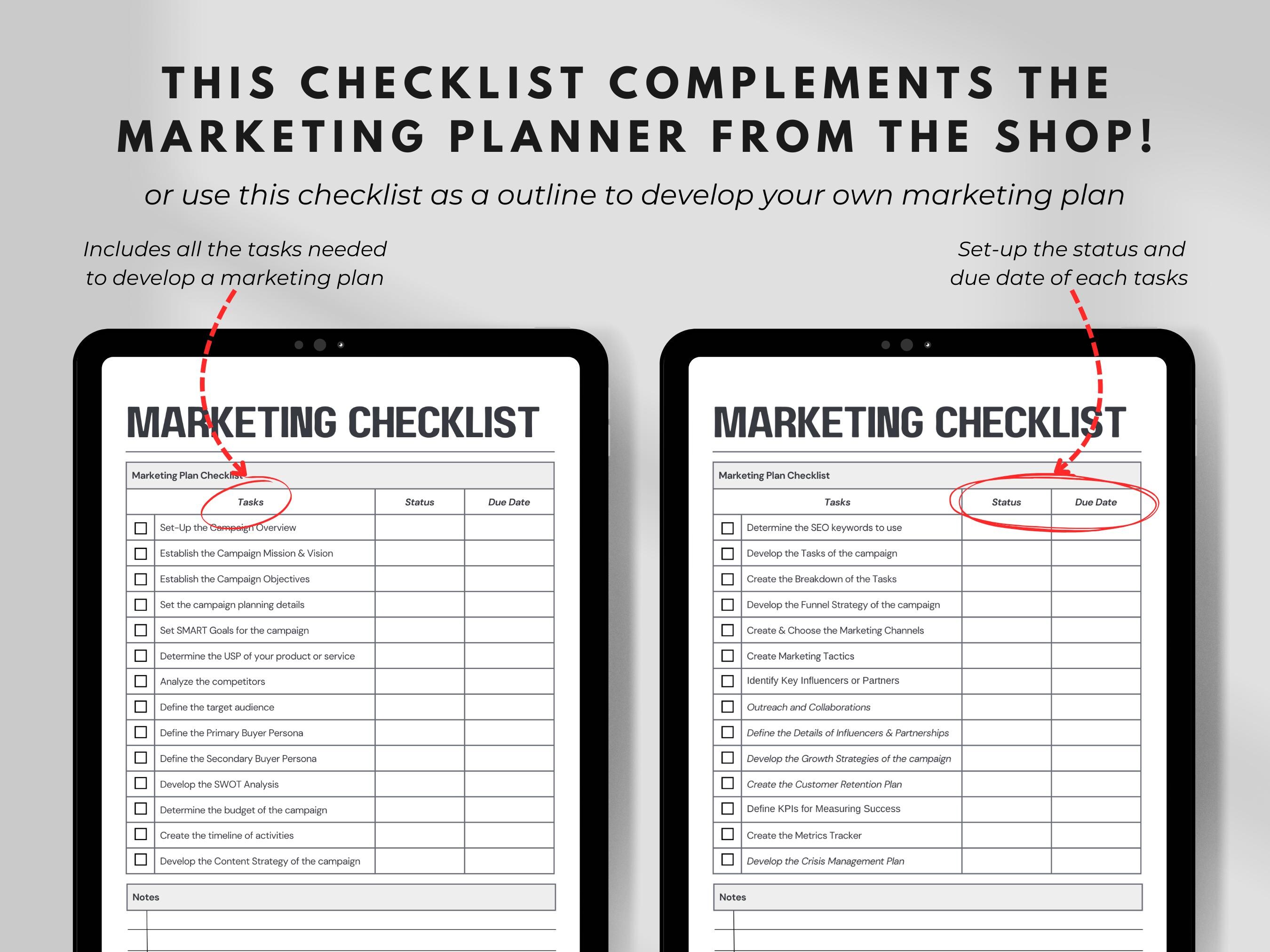 Marketing Checklist, Marketing Strategy Checklist, Campaign Planning ...