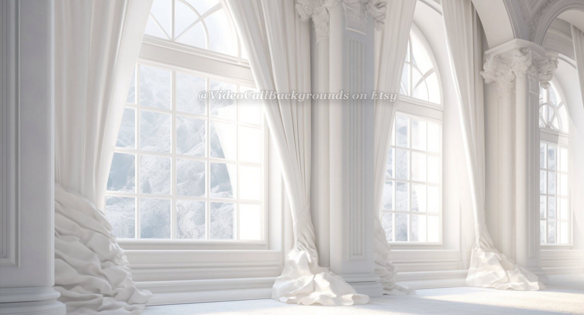 Virtual Video Call Background Luxury White Windows Image for Zoom ...