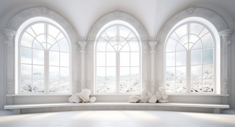 Virtual Video Call Background Luxury White Windows Image for Zoom ...
