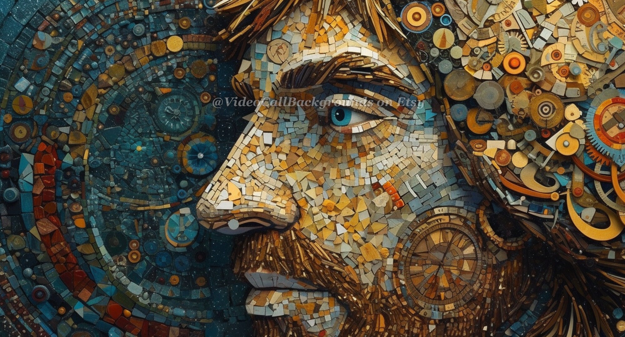 Virtual Video Call Background | Detailed Mosaic | Image for Zoom, Video ...