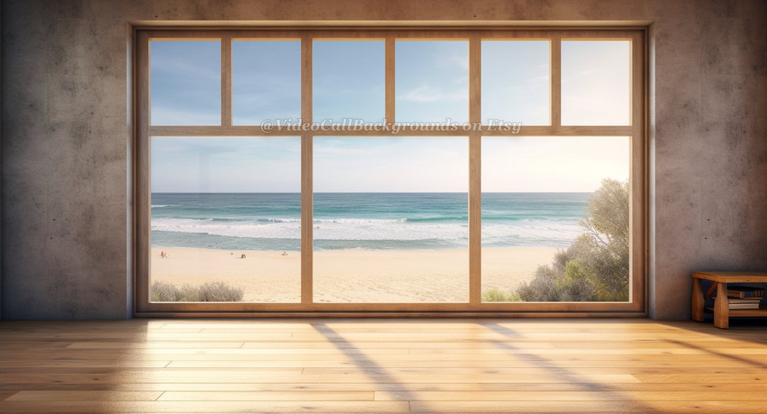 Virtual Video Call Background | Large Window by the Ocean | Image for ...