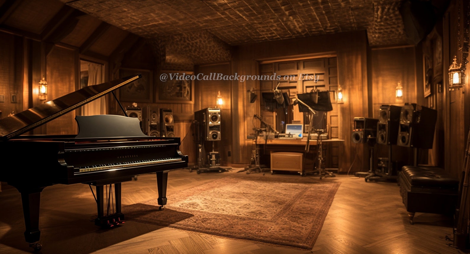Virtual Video Call Background | Old Fashioned Recording Studio | Image ...