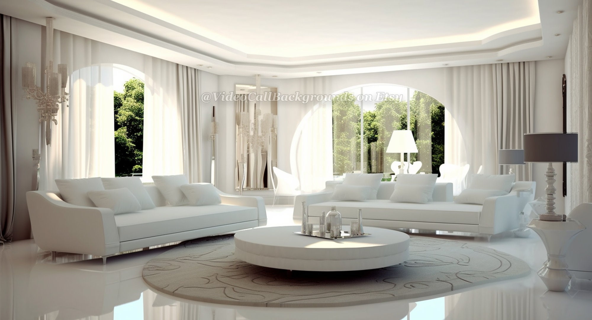 Virtual Video Call Background | Luxury White Living Room | Image for ...