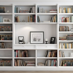 Virtual Video Call Background | Professional White Bookshelf | Image ...