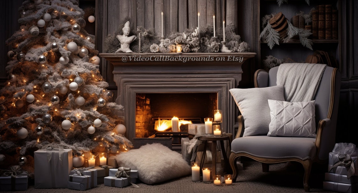 Virtual Video Call Background | Cozy Christmas Fireplace | Image for ...