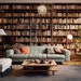 Virtual Video Call Background | Living Room With Large Bookshelf ...