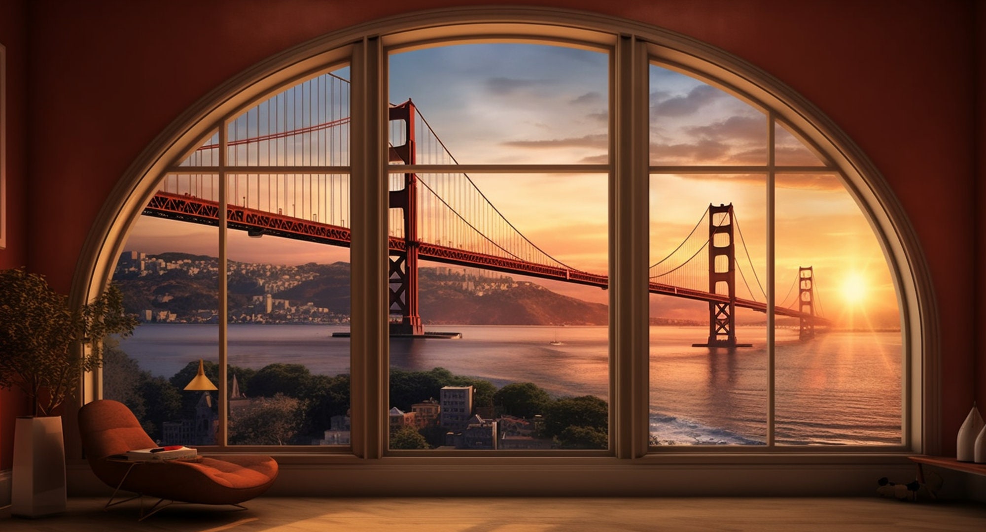Virtual Video Call Background | Window With Golden Gate Bridge View ...