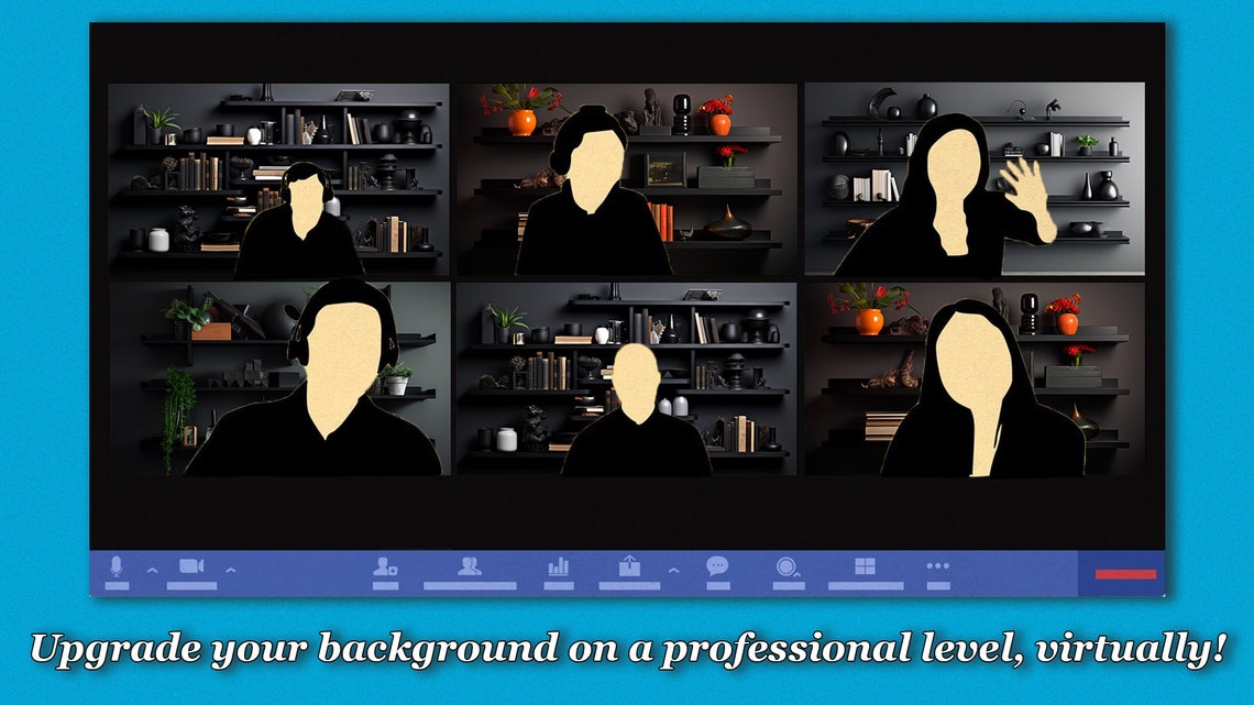 Virtual Video Call Background | Professional Black Shelf | Image for ...
