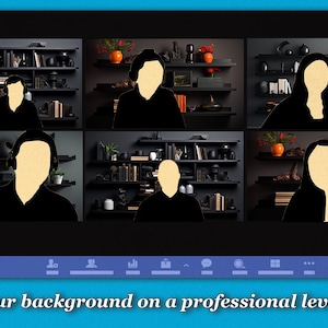 Virtual Video Call Background | Professional Black Shelf | Image for ...