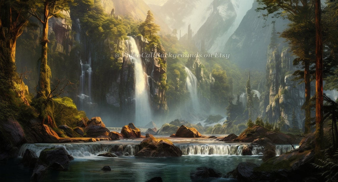 Virtual Video Call Background | Waterfall in the Forest | Image for ...