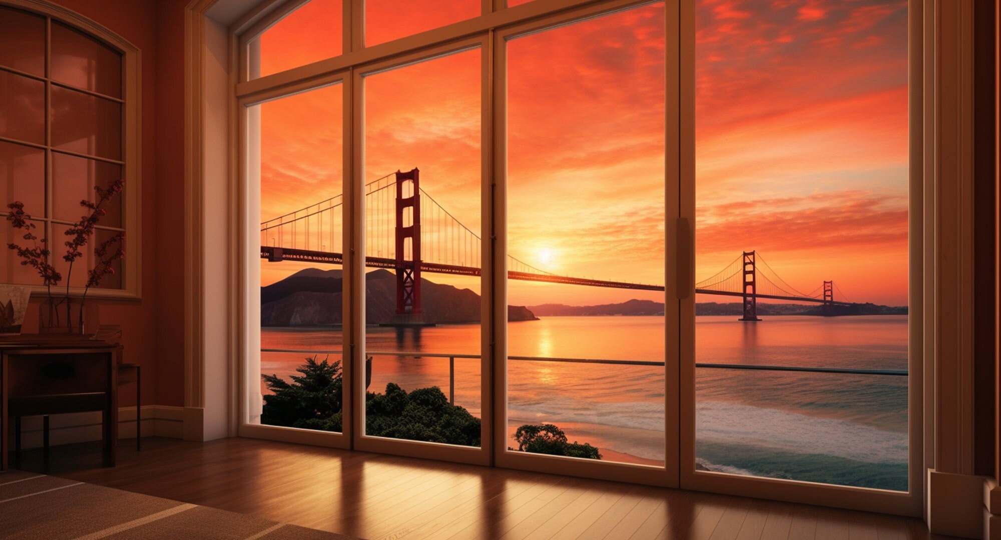 Virtual Video Call Background | Window With Golden Gate Bridge View ...