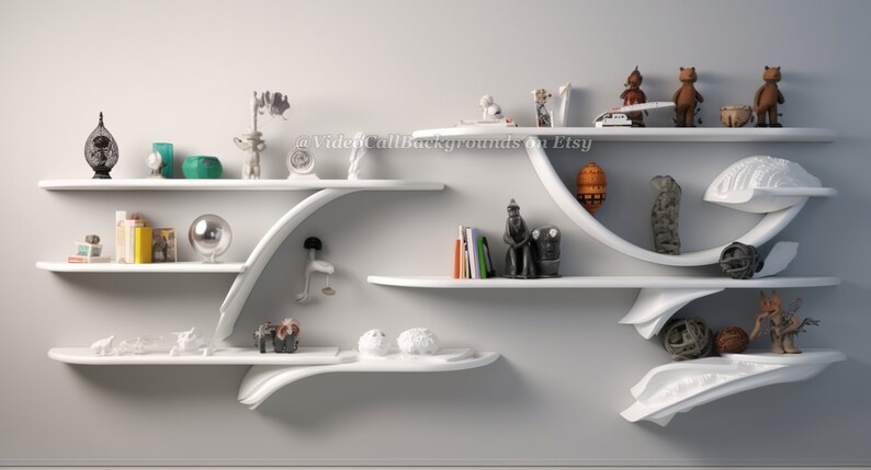 Virtual Video Call Background | Professional White Shelf | Image for ...