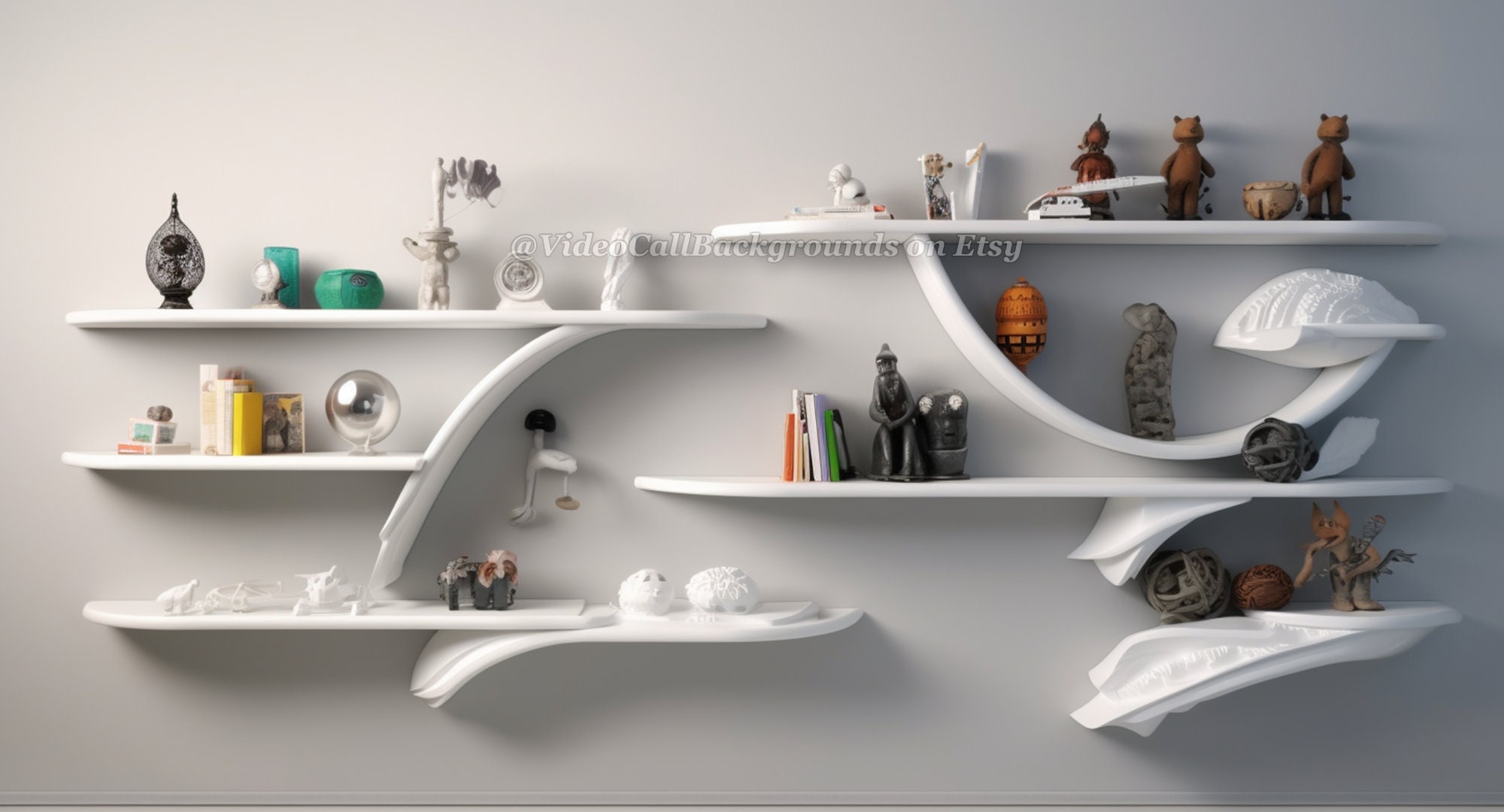 Virtual Video Call Background | Professional White Shelf | Image for ...