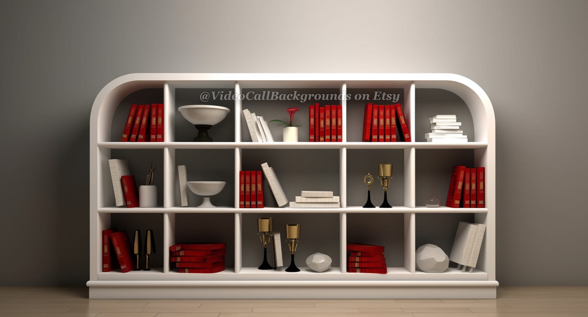 Virtual Video Call Background | Professional White Bookshelf | Image ...