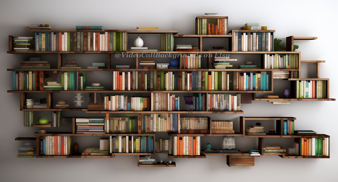 Virtual Video Call Background | Modern Library Shelf | Image for Zoom ...