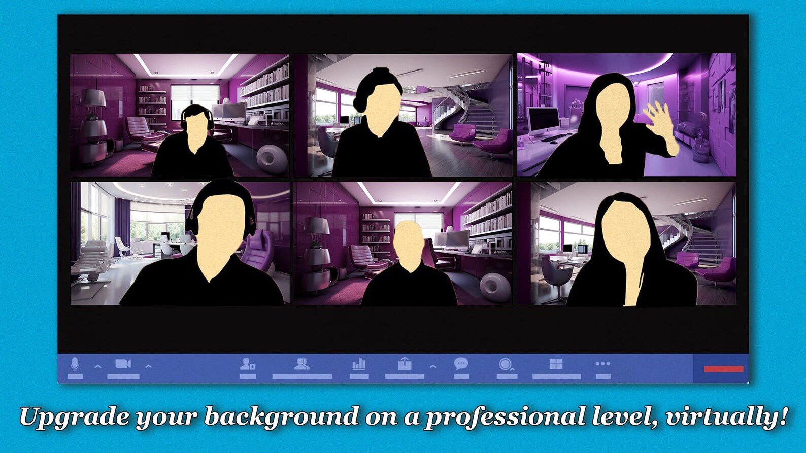 Virtual Video Call Background | Modern Purple Office | Image for Zoom ...