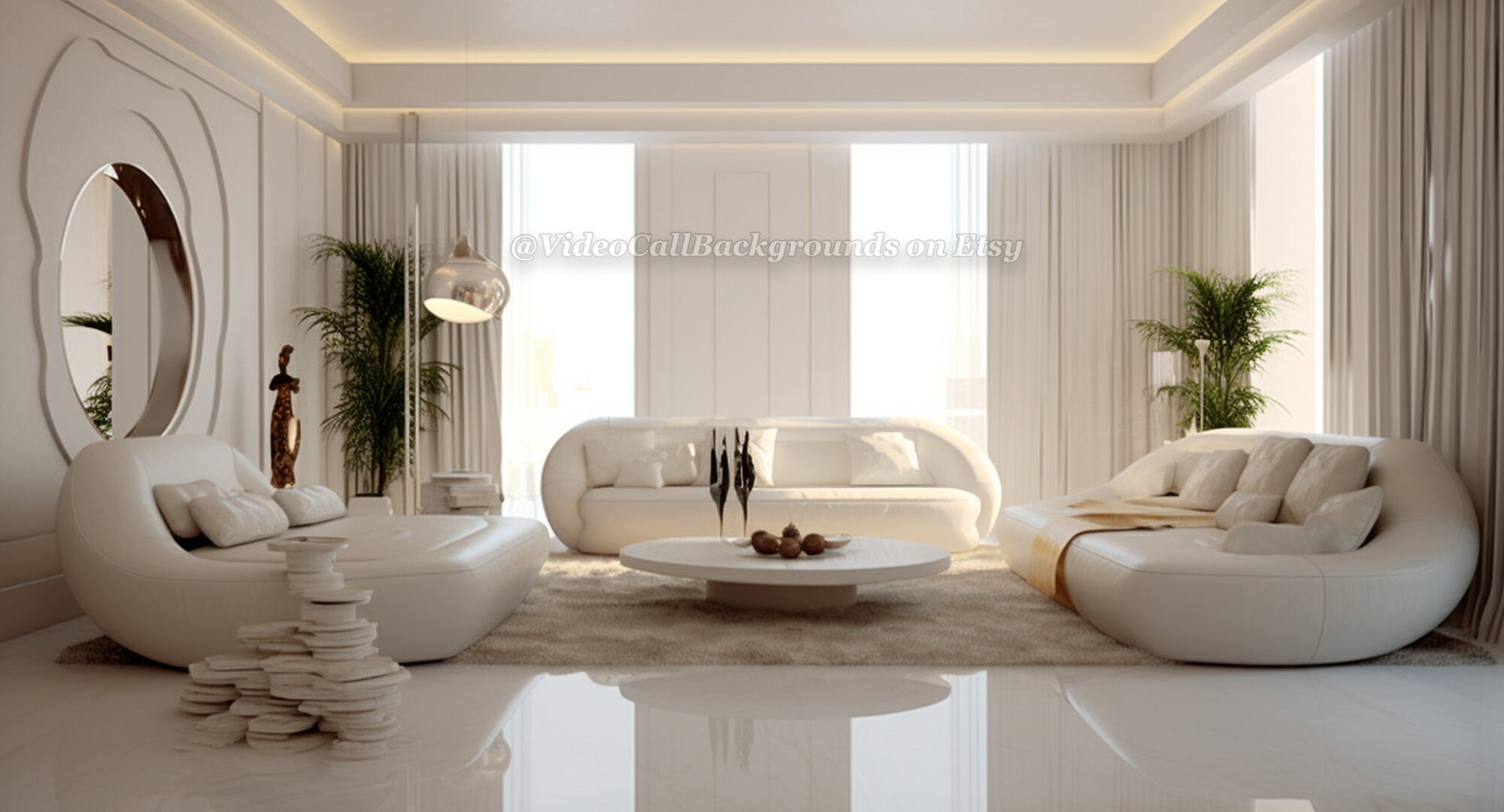 Virtual Video Call Background | Luxury White Living Room | Image for ...