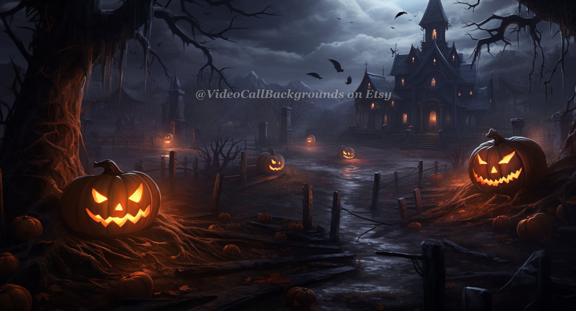 Virtual Video Call Background Spooky Halloween Background Image for ...