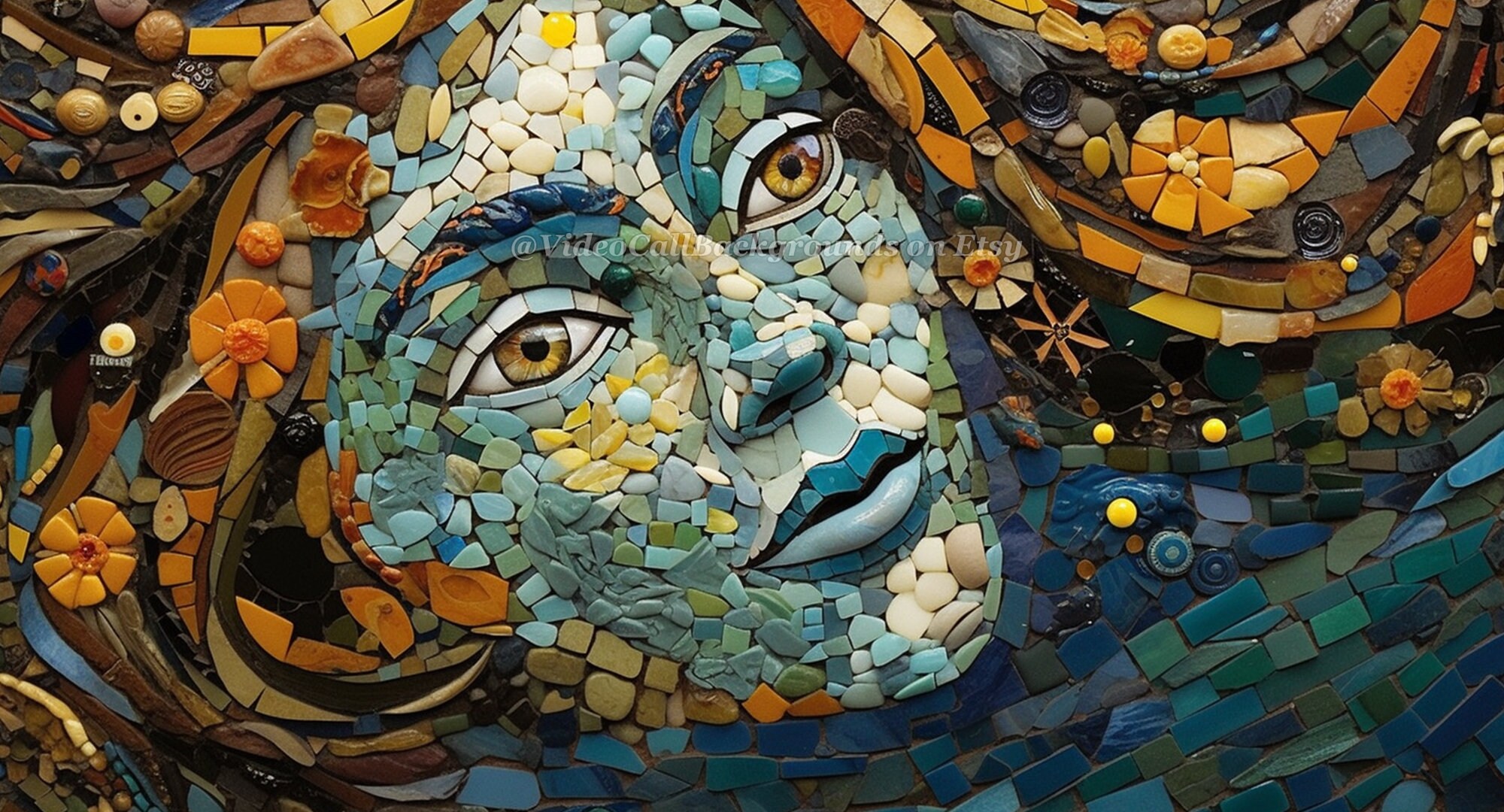 Virtual Video Call Background | Detailed Mosaic | Image for Zoom, Video ...