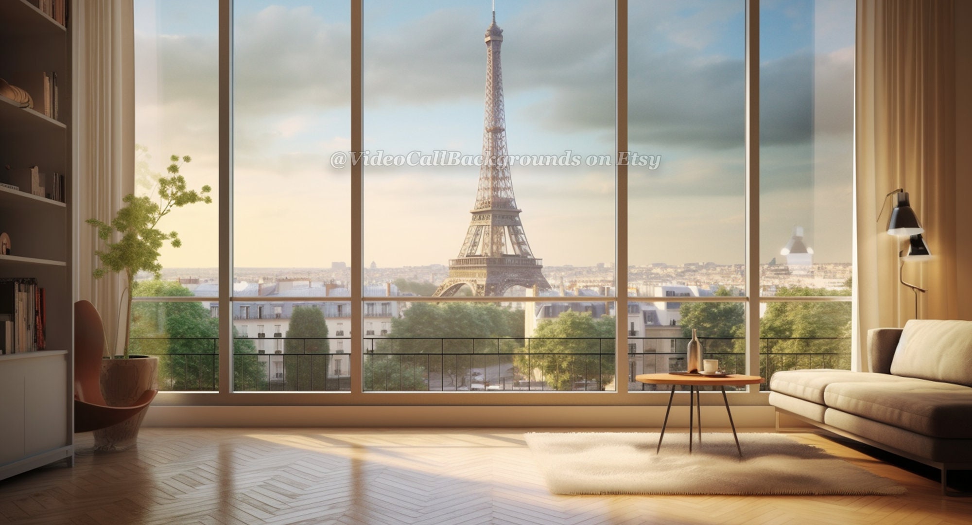 Virtual Video Call Background | Window With Eiffel Tower View | Image ...