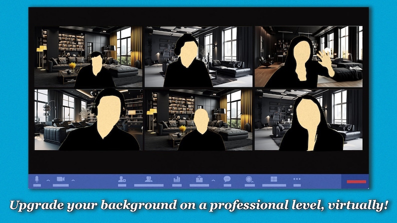 Virtual Video Call Background | Modern Black Living Room | Image for ...