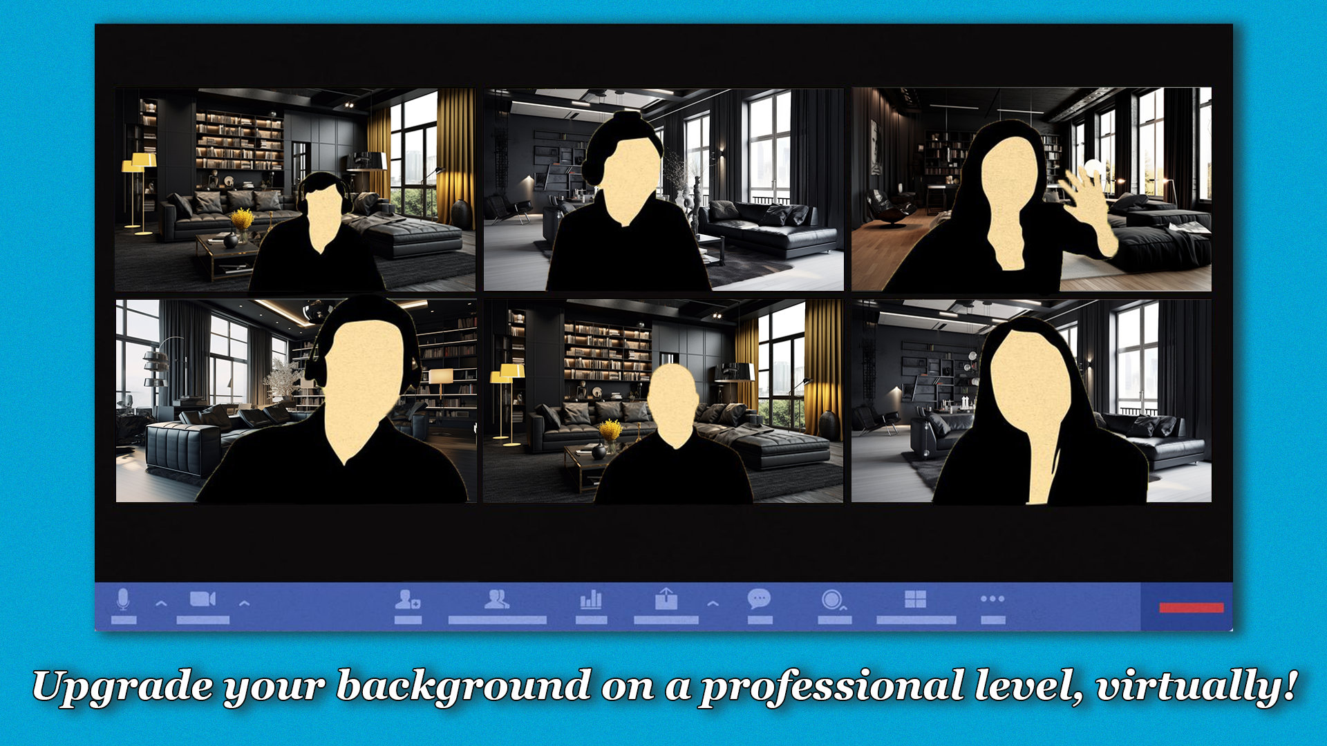 Virtual Video Call Background | Modern Black Living Room | Image for ...