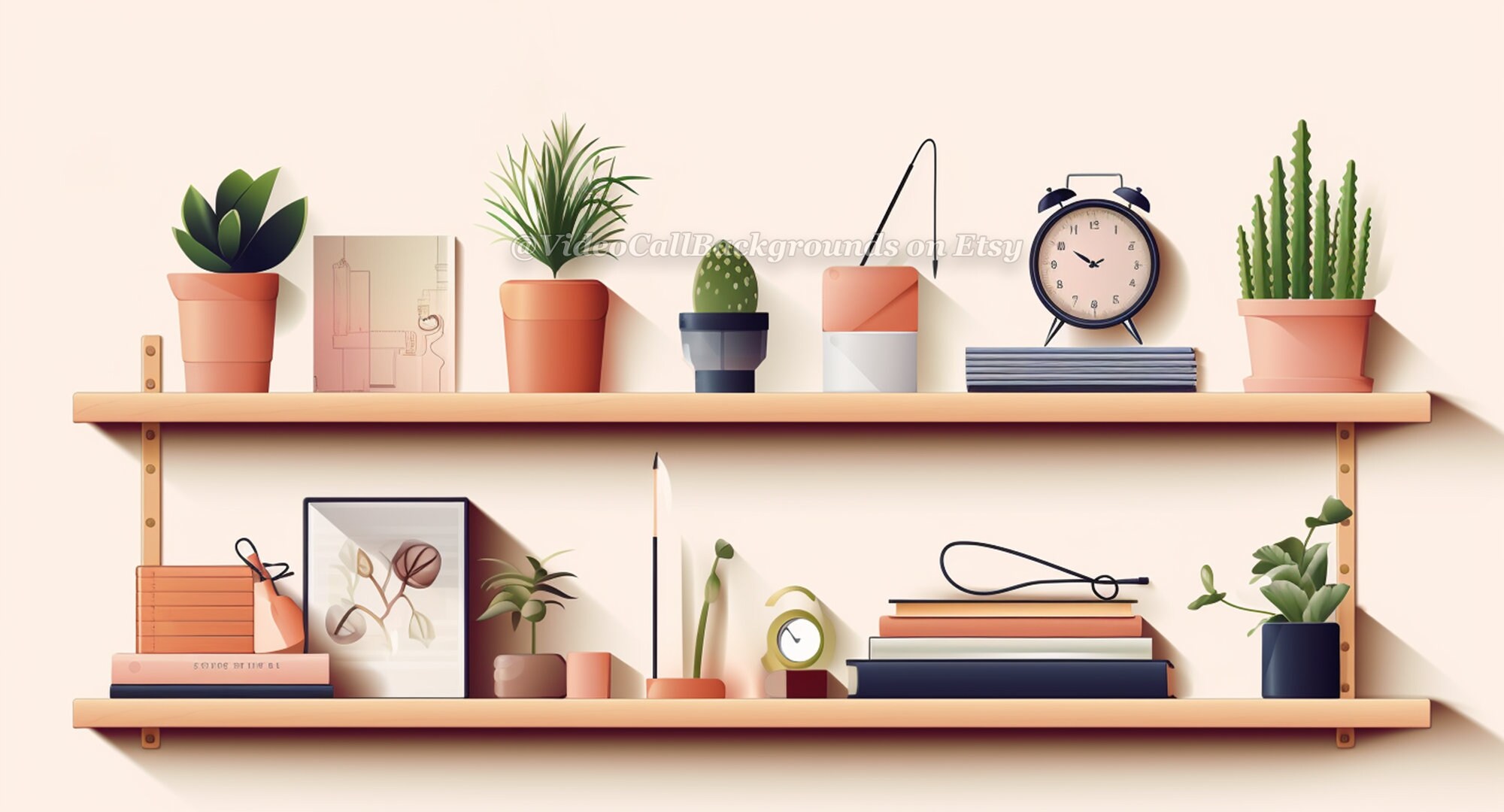 Virtual Video Call Background | Simple Professional Shelf | Image for ...