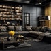 Virtual Video Call Background Modern Black Living Room Image for Zoom ...