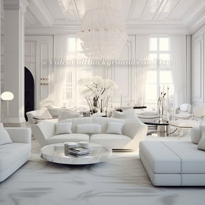 Virtual Video Call Background | Luxury White Living Room | Image for ...