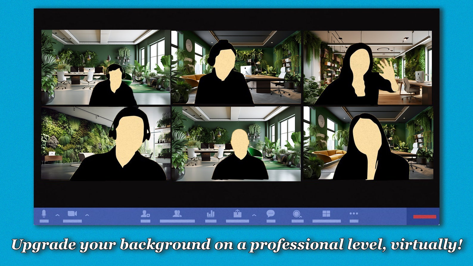 Virtual Video Call Background | Modern Biophilic Flora Offices | Image ...