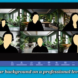 Virtual Video Call Background | Modern Biophilic Flora Offices | Image ...
