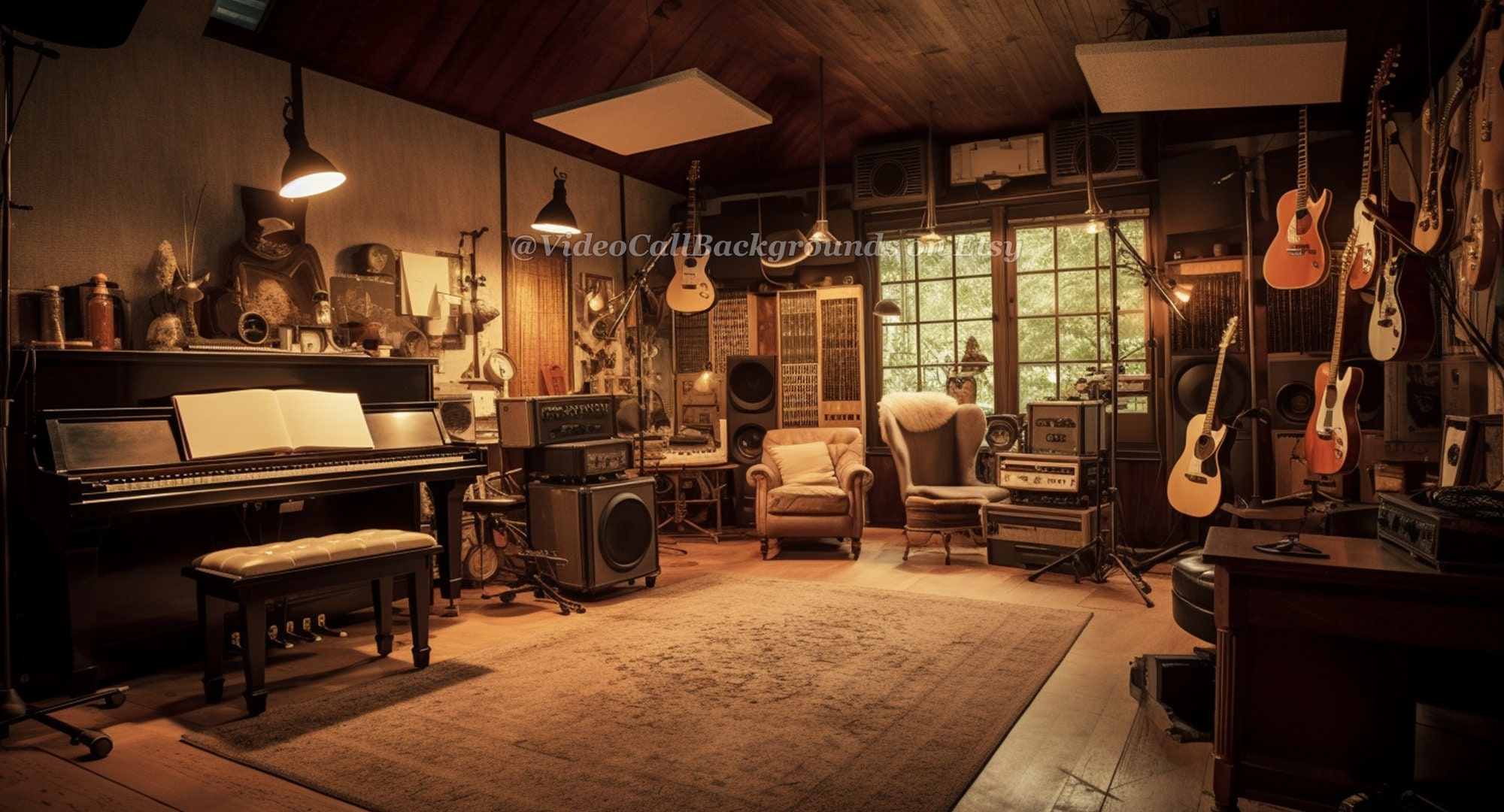 Virtual Video Call Background | Old Fashioned Recording Studio | Image ...
