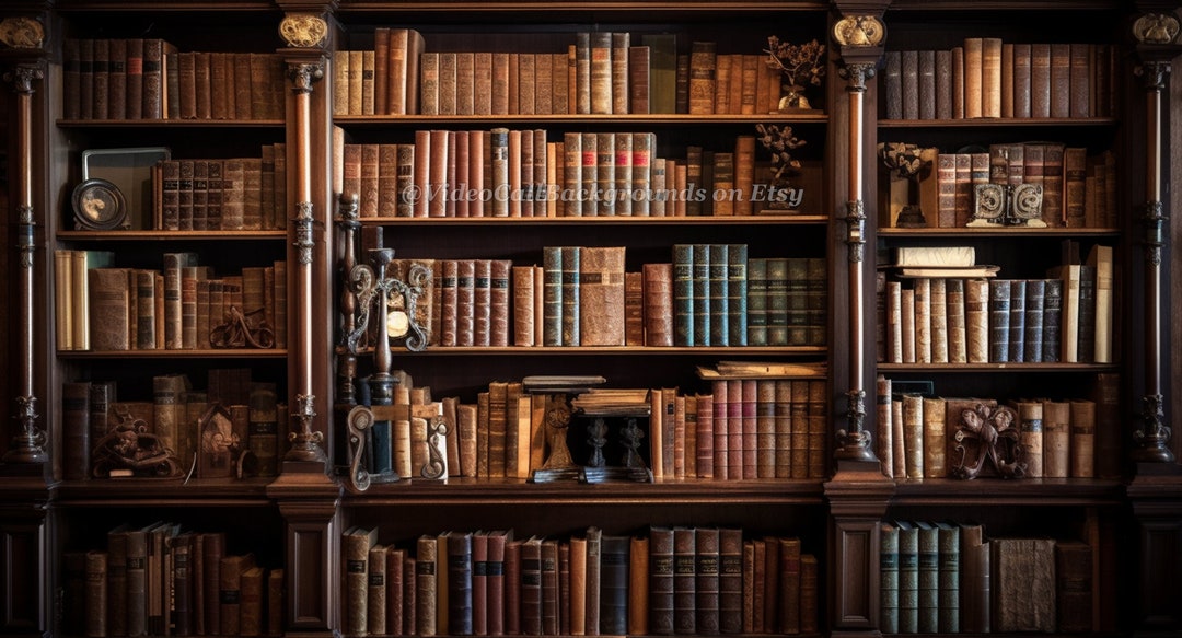 Virtual Video Call Background | Old Fashioned Public Library | Image ...