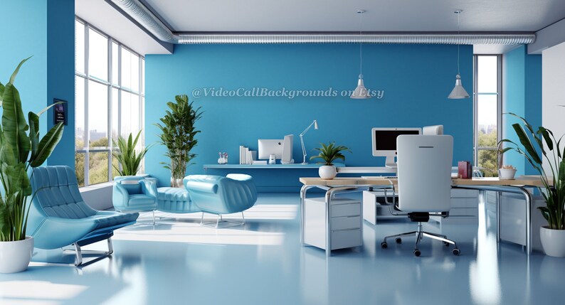 Virtual Video Call Background | Modern Blue Office | Image for Zoom ...