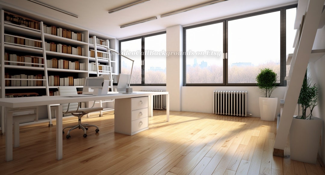 Virtual Video Call Background | Modern Office With Wooden Floor | Image ...