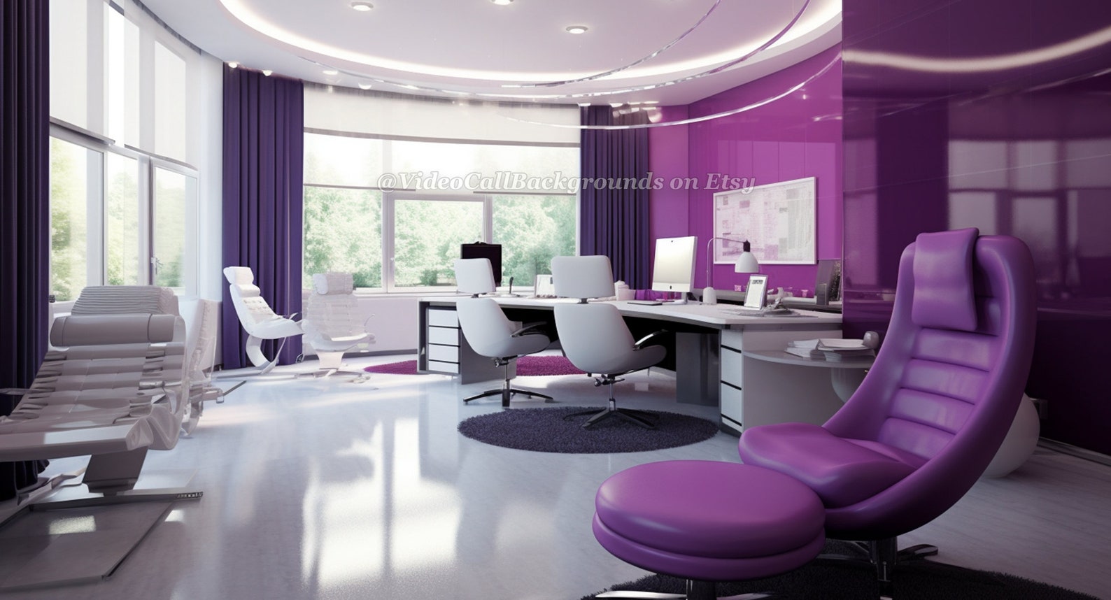 Virtual Video Call Background | Modern Purple Office | Image for Zoom ...