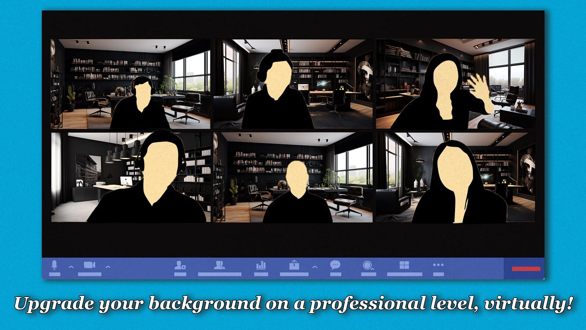 Virtual Video Call Background | Modern Black Office | Image for Zoom ...