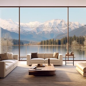 Virtual Video Call Background | Living Room With Mountain View | Image ...