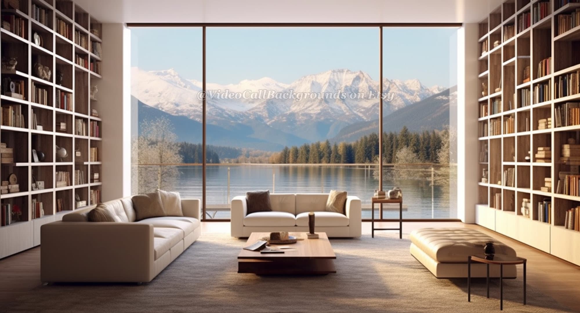 Virtual Video Call Background | Living Room With Mountain View | Image ...